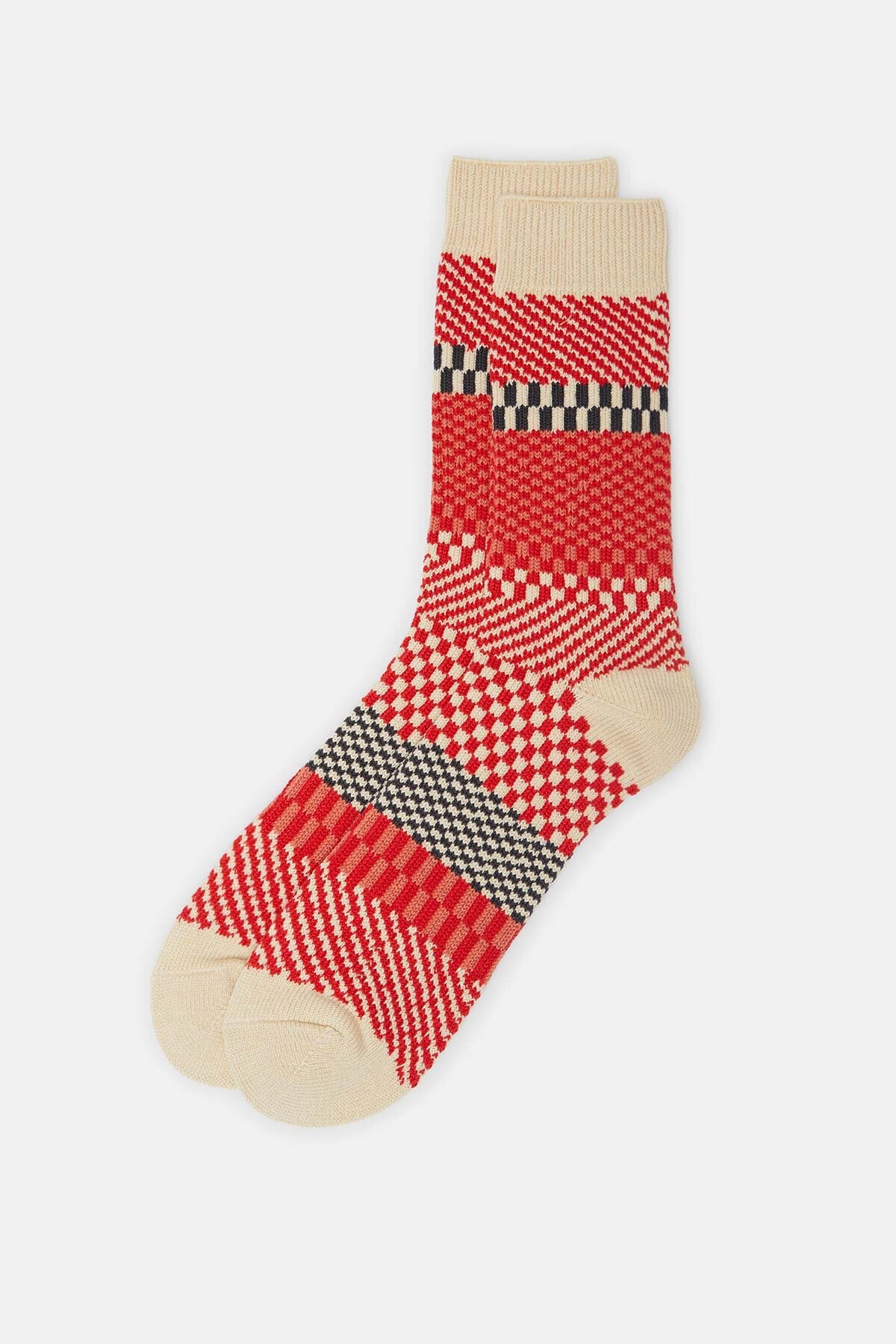 Check step socks Red by Rototo | Unisex | WP Store